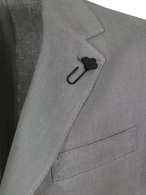 LARDINI Flower-pin Buttoned Suit - Grey