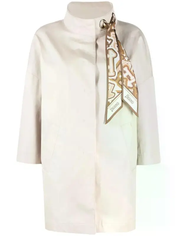Herno Scarf-embellished Parka Coat - Neutrals