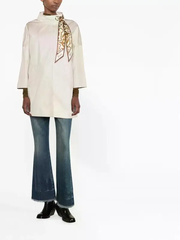 Herno Scarf-embellished Parka Coat - Neutrals