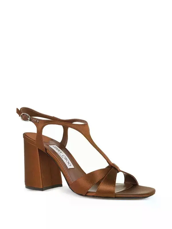 JIMMY CHOO Metallic T-strap Heeled Pumps