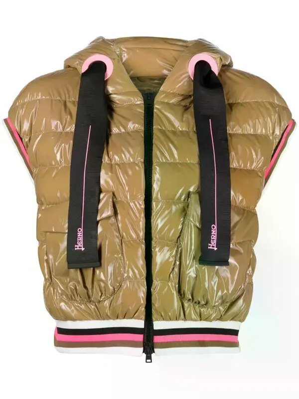 Herno Glossy-finish Padded Gilet - Brown