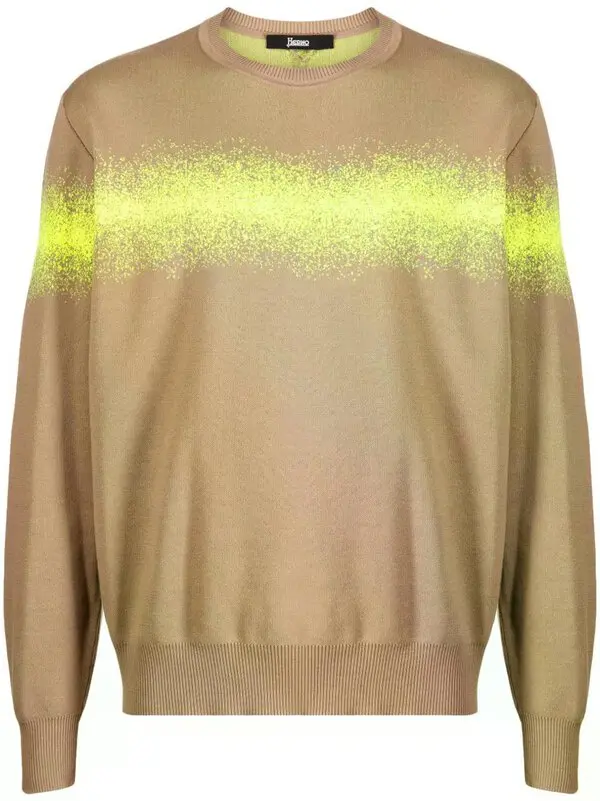 Herno Spray-paint Effect Fine Knit Sweatshirt - Brown