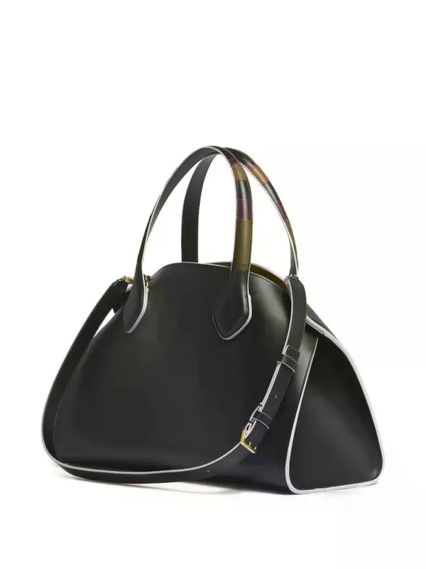 Marni Contrast Edges Leather Shoulder Bag - Black