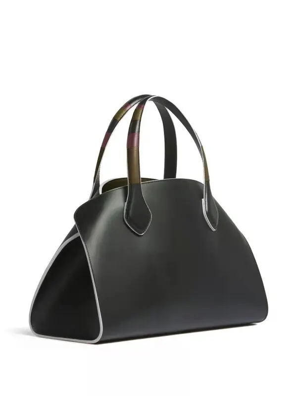 Marni Contrast Edges Leather Shoulder Bag - Black