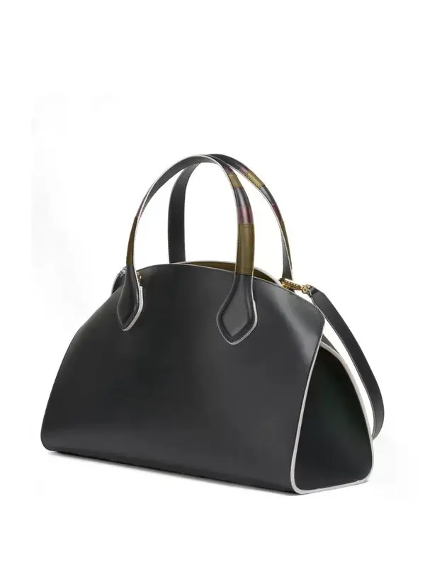 Marni Contrast Edges Leather Shoulder Bag - Black