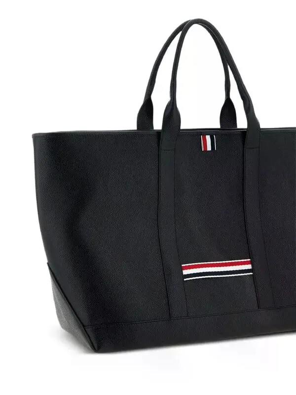 Thom Browne Calfskin Leather Tote Bag - Black