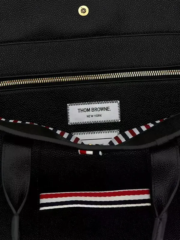 Thom Browne Calfskin Leather Tote Bag - Black