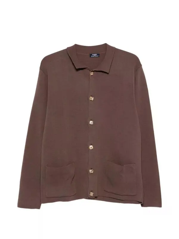 BARBA NAPOLI Buttoned Cardigan With Patch Pockets - Brown