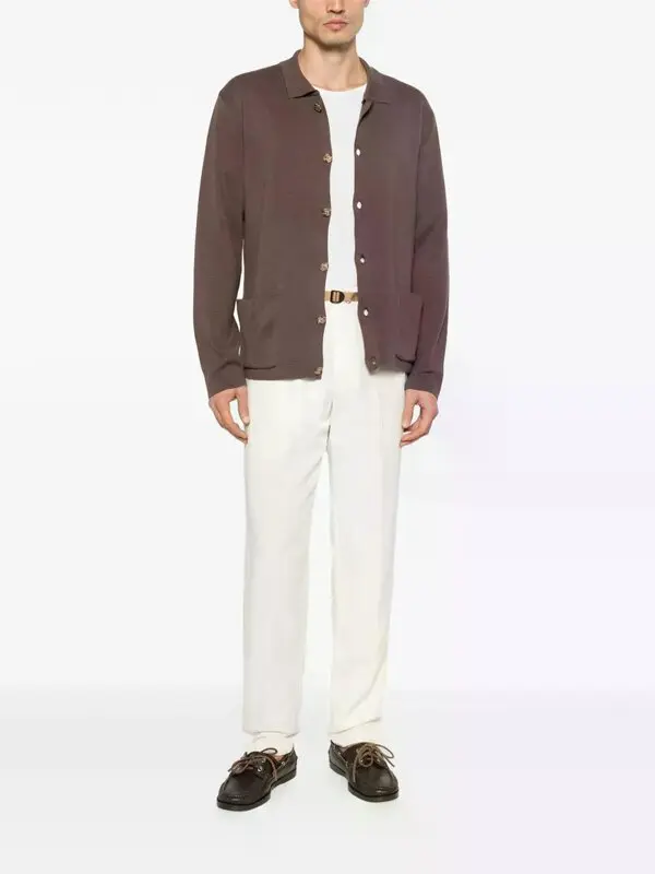 BARBA NAPOLI Buttoned Cardigan With Patch Pockets - Brown
