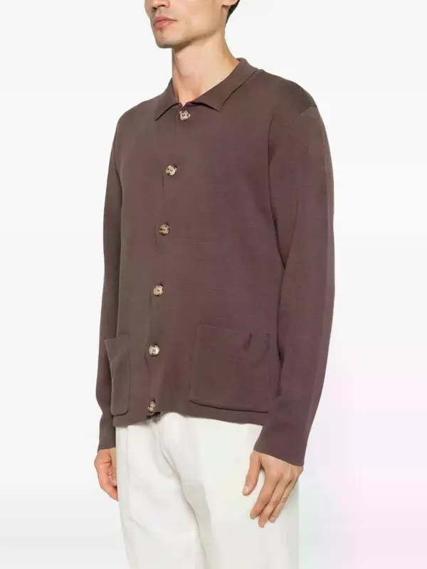 BARBA NAPOLI Buttoned Cardigan With Patch Pockets - Brown