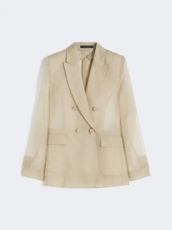 Max Mara Silk Organza Double-breasted Blazer - Sand