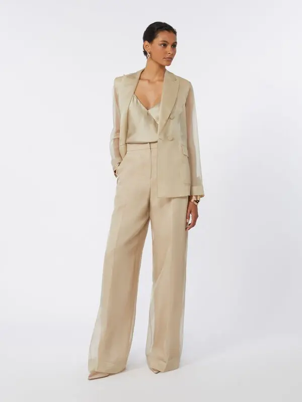 Max Mara Silk Organza Double-breasted Blazer - Sand