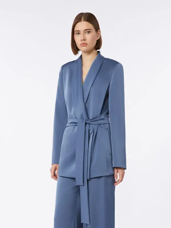 Max Mara Lightweight Satin Double-breasted Blazer - Avio
