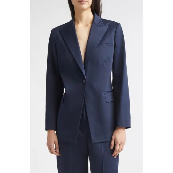 Partow Bow Stretch Cotton Jacket - Navy