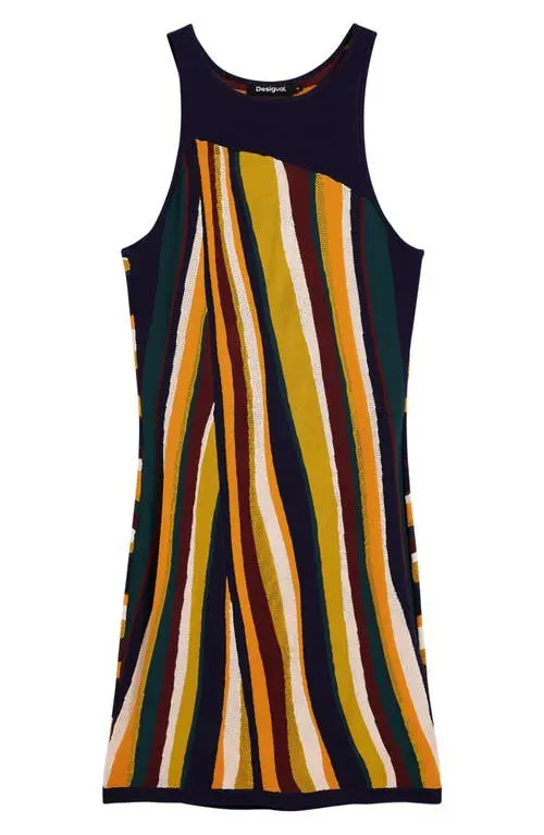 Desigual Sleeveless Striped Knit Minidress