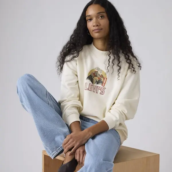 LEVI'S Graphic Collins Mockneck Sweatshirt - Egret