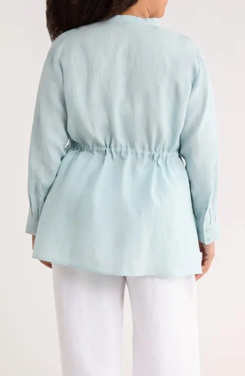 Eileen Fisher Split Neck Organic Linen Long Shirt - Breeze