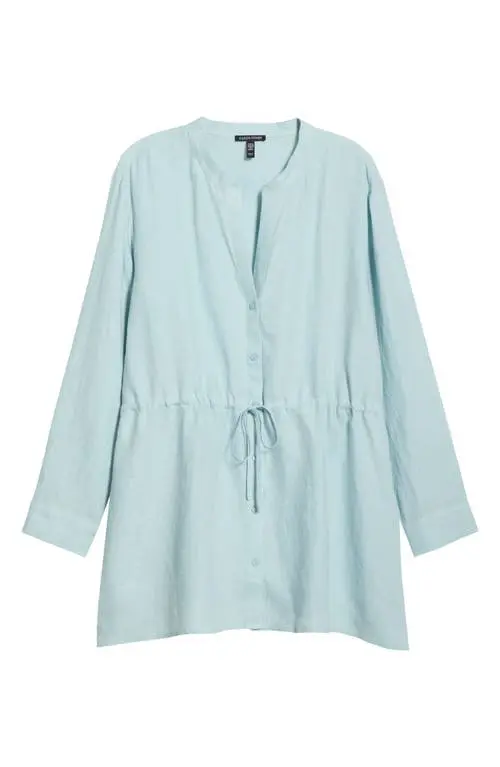 Eileen Fisher Split Neck Organic Linen Long Shirt - Breeze