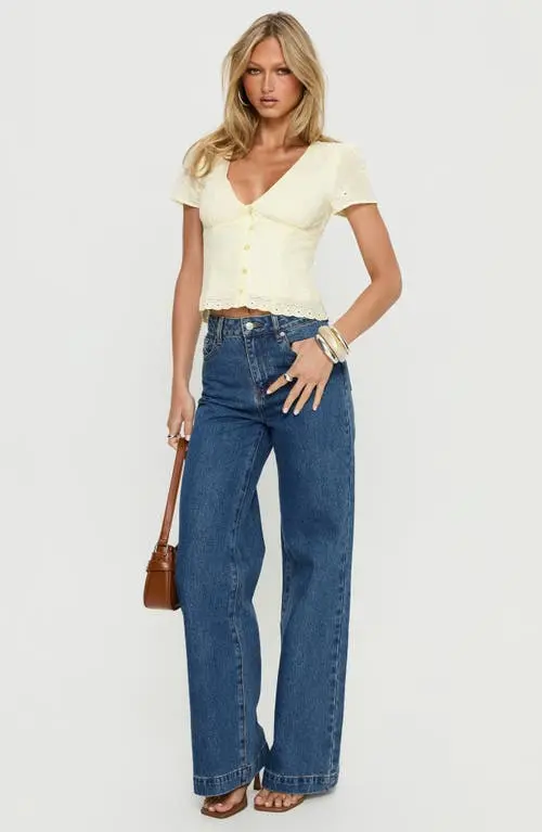 Princess Polly Isolda Embroidered Button-up Top