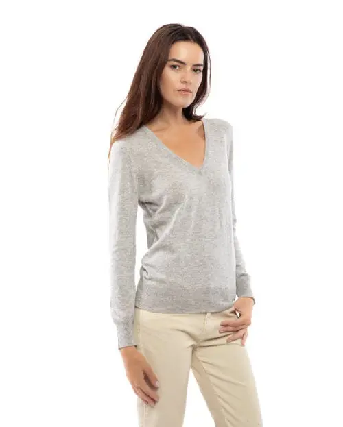 MONTICELLI CASHMERE Pure Cashmere Essential V-neck Sweater - Bordeaux