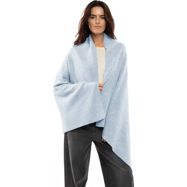 MONTICELLI CASHMERE Double-knit Pure Cashmere Cape Wrap - Baby Blue
