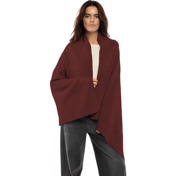 MONTICELLI CASHMERE Double-knit Pure Cashmere Cape Wrap - Bordeaux
