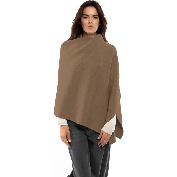 MONTICELLI CASHMERE Double-knit Pure Cashmere Cape Wrap - Brown