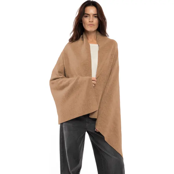 MONTICELLI CASHMERE Double-knit Pure Cashmere Cape Wrap - Camel
