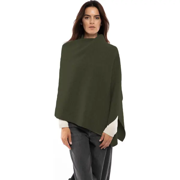 MONTICELLI CASHMERE Double-knit Pure Cashmere Cape Wrap - Olive Green
