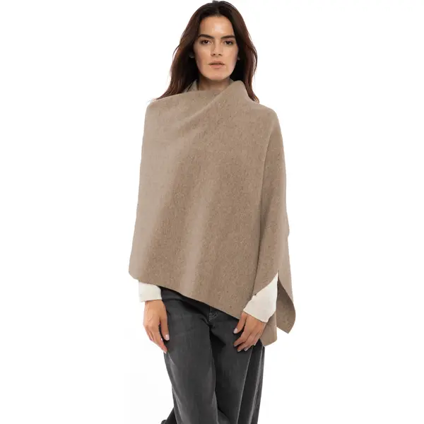 MONTICELLI CASHMERE Double-knit Pure Cashmere Cape Wrap - Taupe
