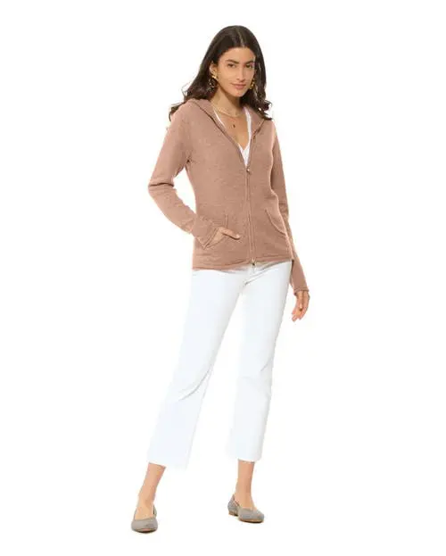 MONTICELLI CASHMERE Pure Cashmere Double Zip Hoodie - Camel