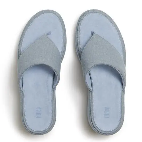 Fitflop Platform Wedge Thong Sandals - Light Denim