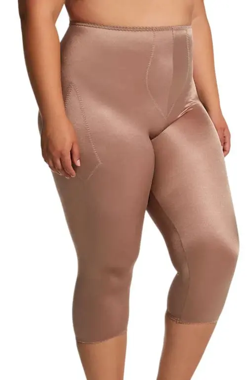 RAGO Light Shaping Capri Pant Liner With Satin 4-way Stretch - Mocha