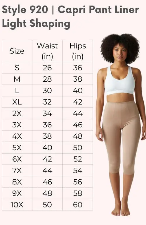 RAGO Light Shaping Capri Pant Liner With Satin 4-way Stretch - Mocha