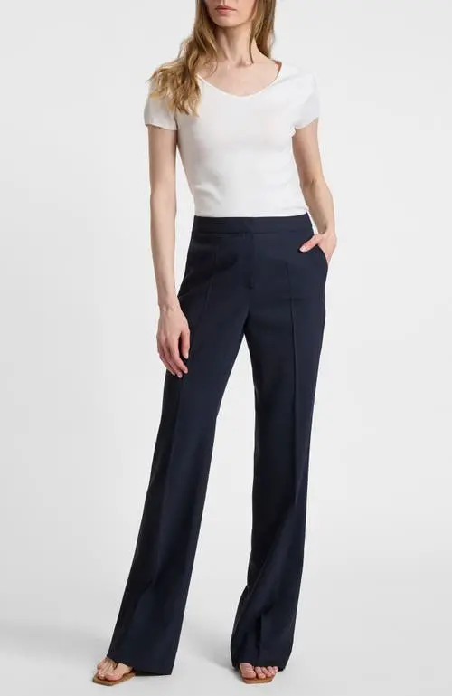 Santorelli Bethany Flared Pant In Virgin Wool Stretch - Midnight