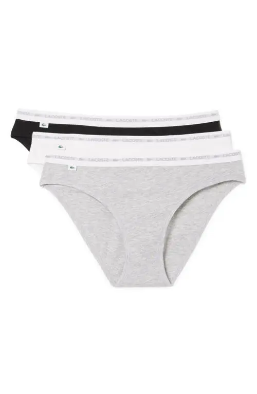 Lacoste 3-pack Stretch Cotton Bikini Briefs - Black/white/silver Chine