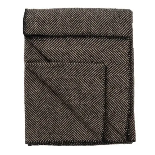 PRINCE OF SCOTS Highland Tweeds Big Throw - Black Herringbone