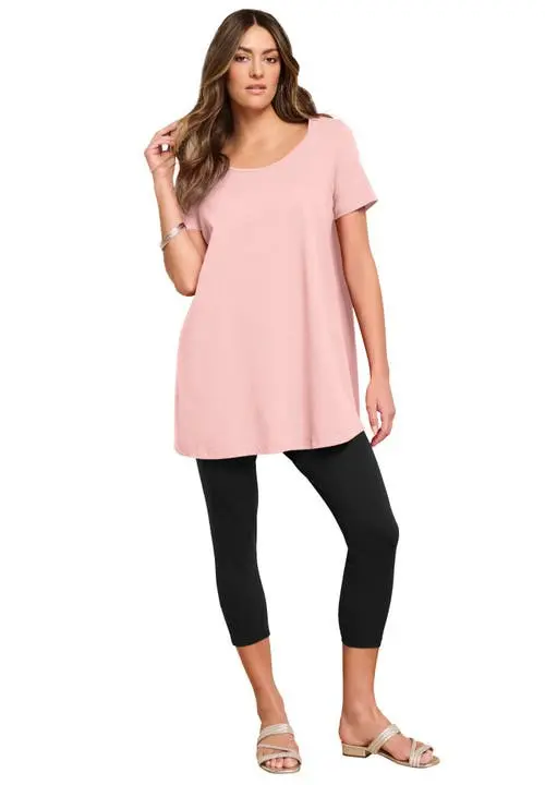 ROAMAN'S Cotton Ultimate Scoopneck Swing Tunic - Soft Blush