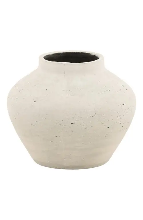 DOVETAIL FURNITURE Selene Cement Outdoor Vase - Antique White