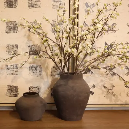 DOVETAIL FURNITURE Selene Cement Outdoor Vase - Brown