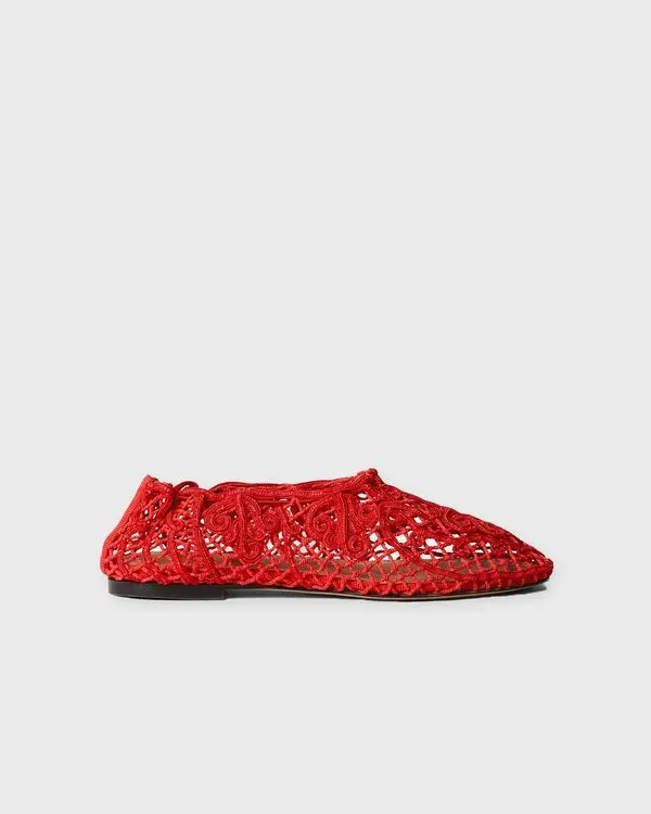 ODISSI Iris Crocheted Ballet Flats - Red