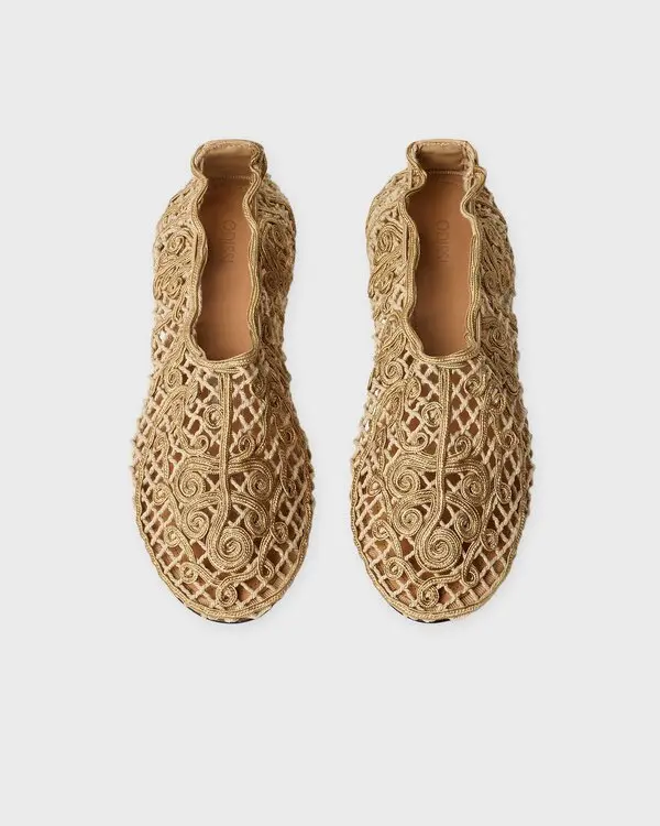 ODISSI Iris Crocheted Ballet Flats - Beige