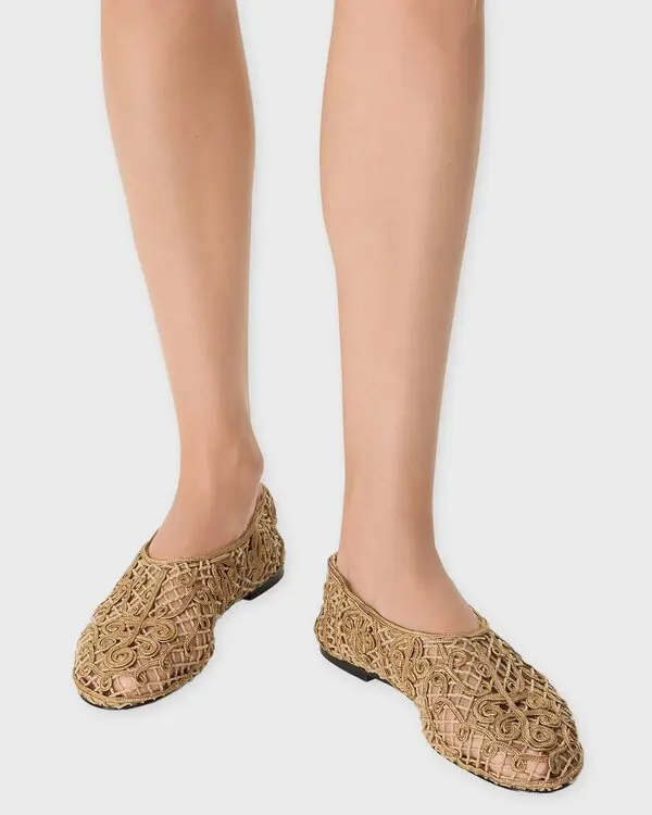 ODISSI Iris Crocheted Ballet Flats - Beige