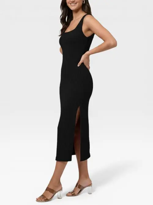 Rachel Rachel Roy Emi Sleeveless Pucker Knit Midi Dress - Black