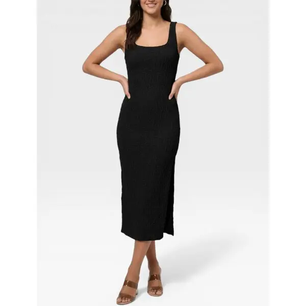 Rachel Rachel Roy Emi Sleeveless Pucker Knit Midi Dress - Black