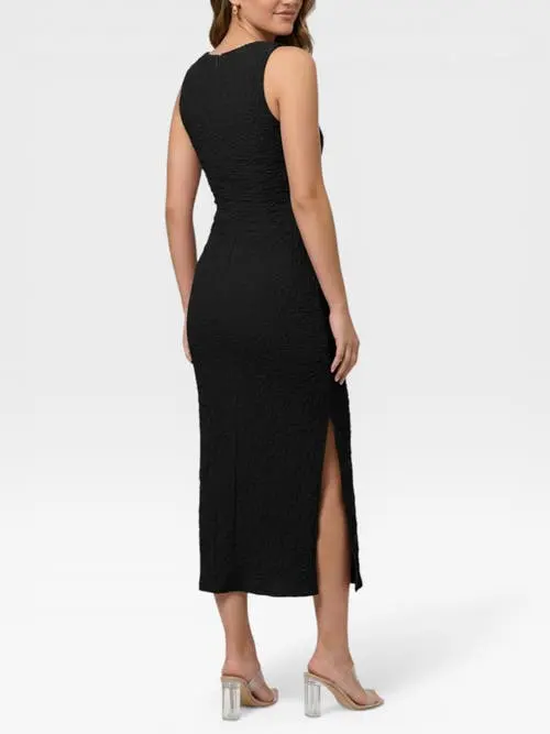 Rachel Rachel Roy Emi Sleeveless Pucker Knit Midi Dress - Black