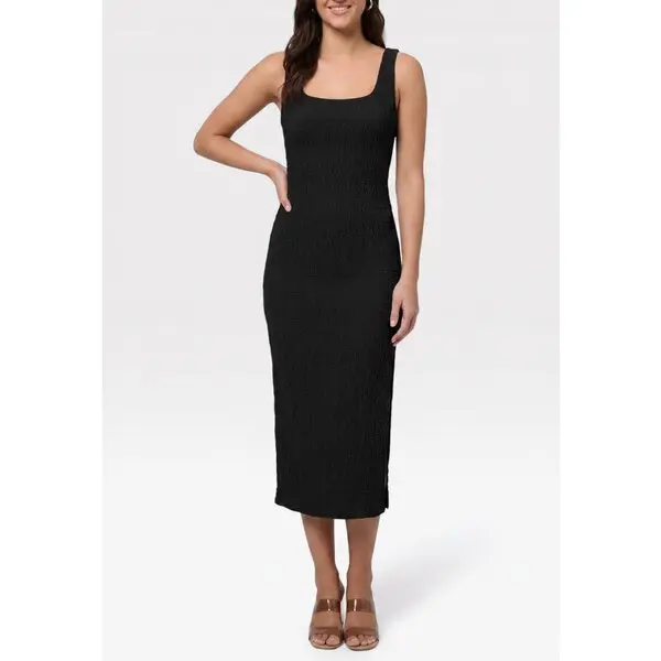 Rachel Rachel Roy Emi Sleeveless Pucker Knit Midi Dress - Black