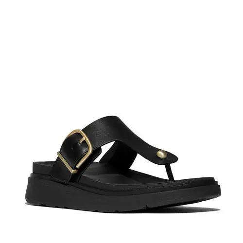 Fitflop Buckle Leather Toe-post Sandals - Black