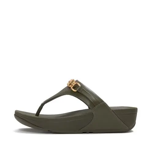 Fitflop Lulu Square-chain Tp Sandal - Deep Olive