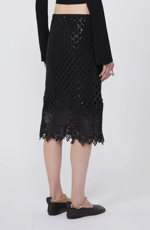 Sportmax Sequin Net Lace Skirt - Black